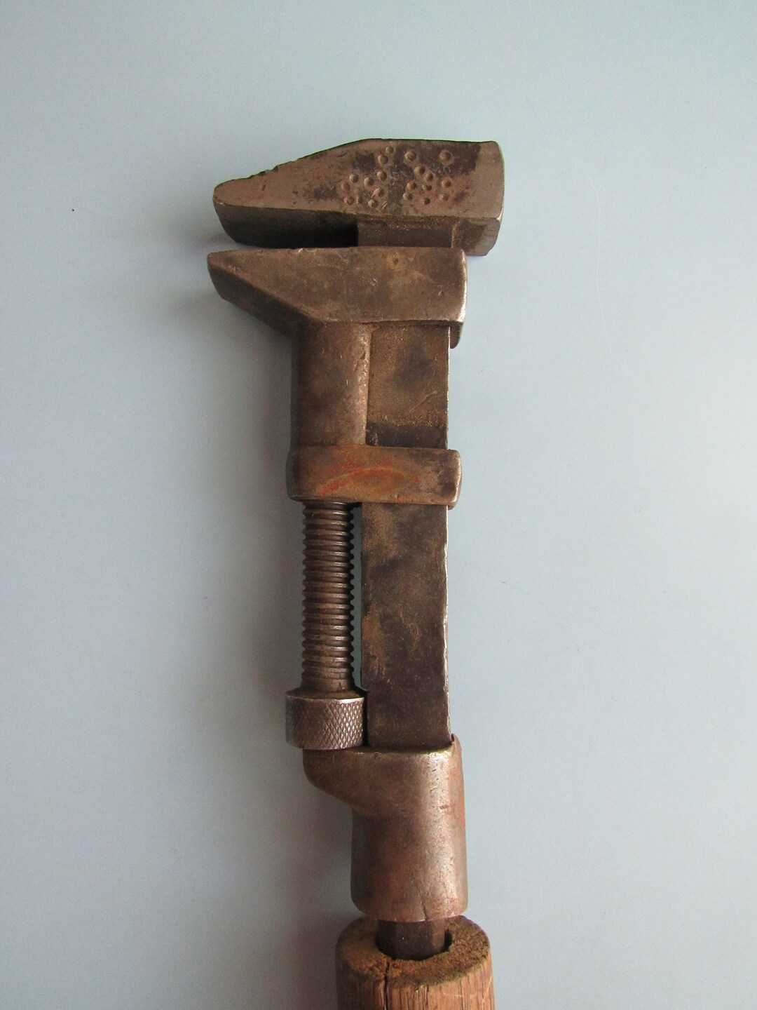 Vintage L. Coes Adjustable Monkey Pipe Wrench Wooden Handle Free ...