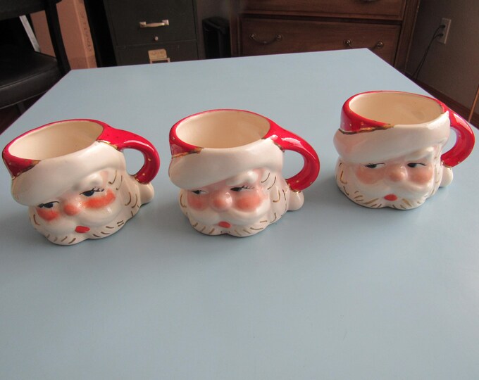 Set of 3 Vintage Santa Claus Christmas Mugs Free Shipping - Etsy