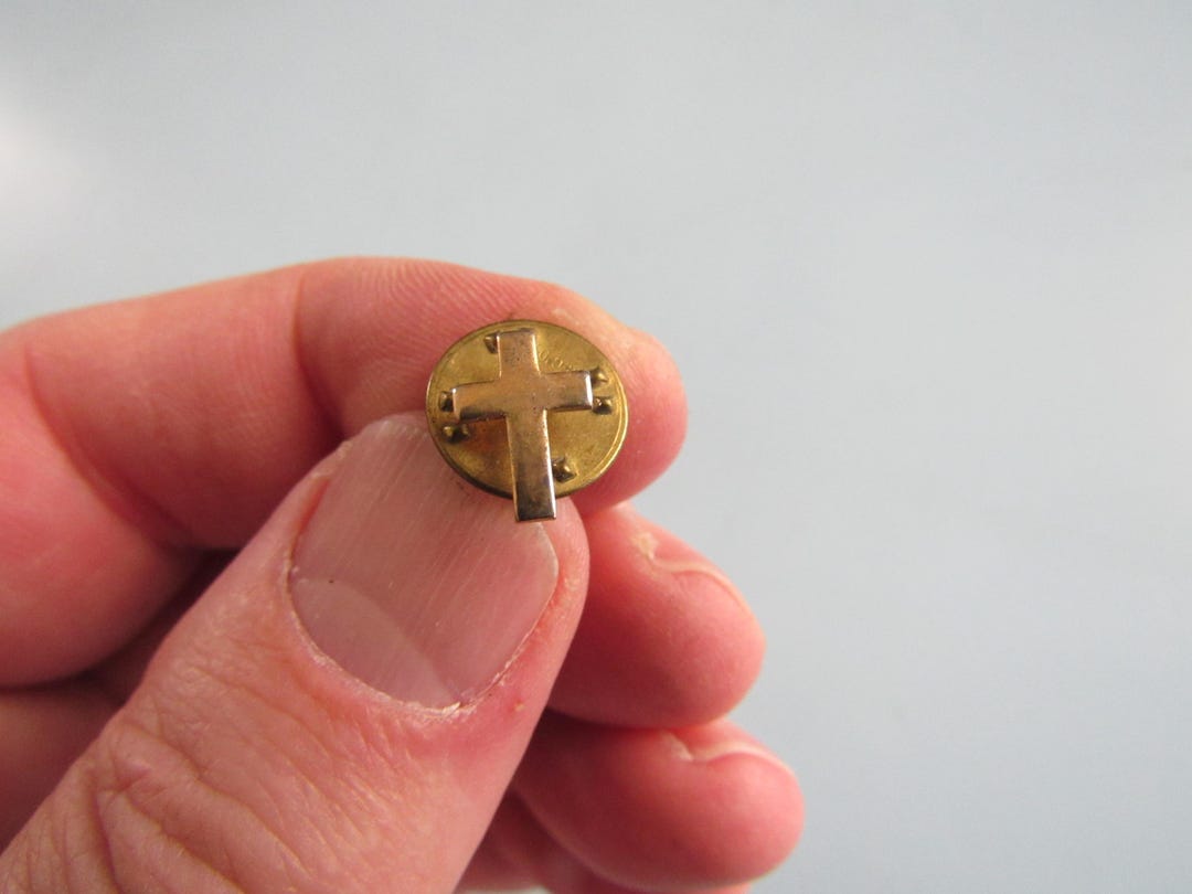 Vintage Tiny Gold Tone Cross Pin Free Shipping Etsy