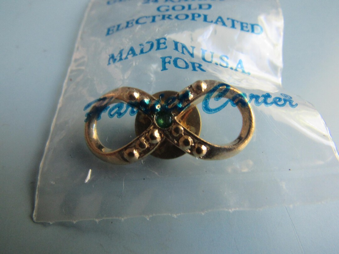 Vintage Emerald 24 Karat Gold Electroplated Pin Brooch Harriet Carter ...