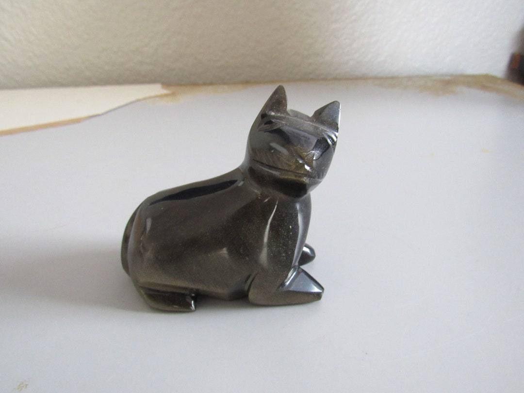 Vintage Carved Stone Cat Figurine Free Shipping - Etsy