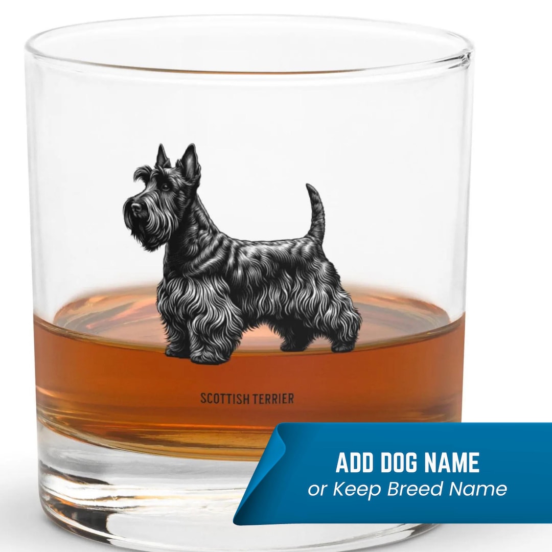 Personalized Scottish Terrier Whiskey Glass: Dog Breed Rocks Glass - Etsy
