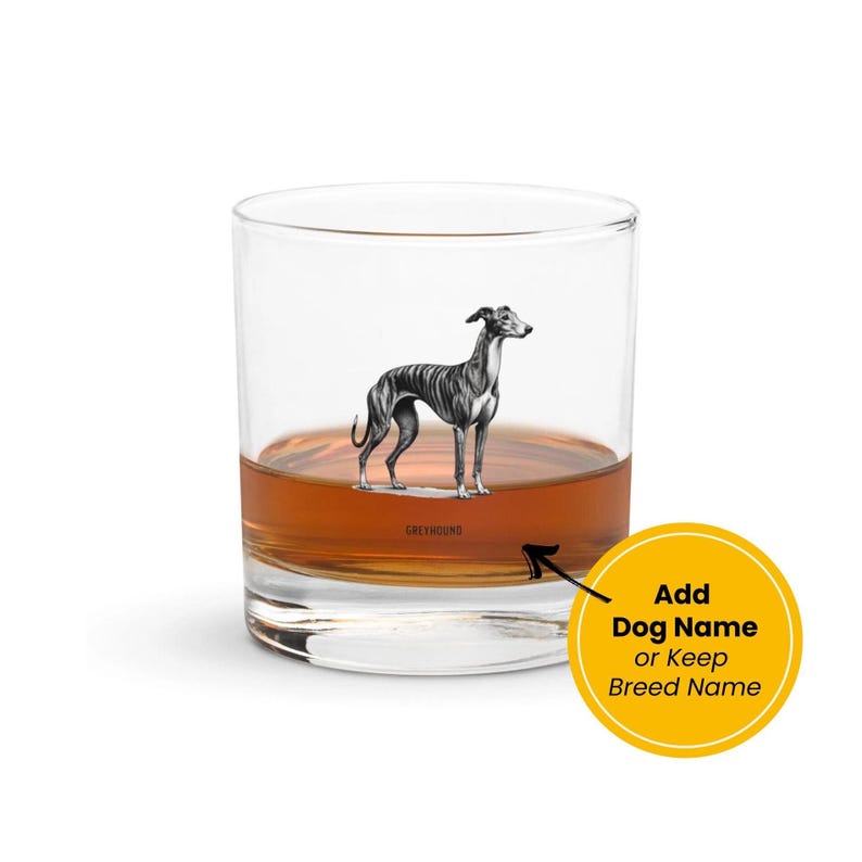 Custom Whiskey Glass Personalized Greyhound Dog Breed Whiskey, Bourbon ...