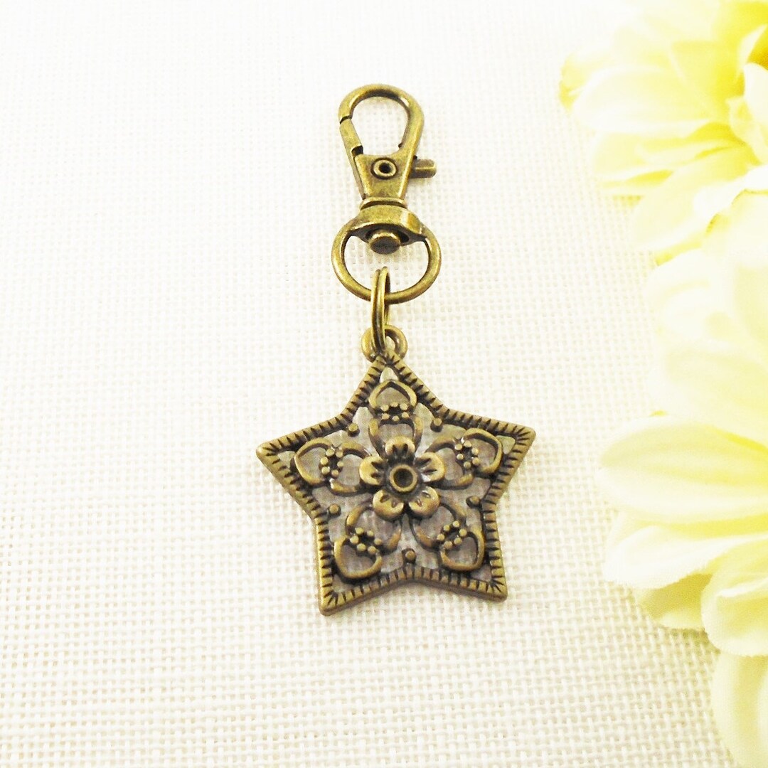 Bronze Star Zipper Pull or Scissor Fob - Etsy