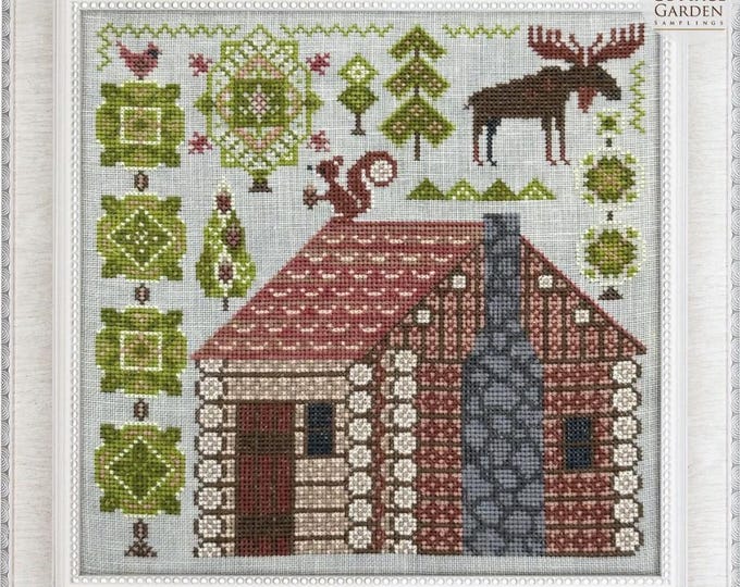 Log Cabin Cross Stitch Pattern: Cottage Garden Samplings #12 - Etsy