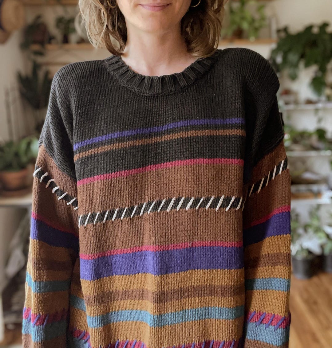 Vintage 80's Sweater - Pasta - Large - Long Sleeve - Etsy