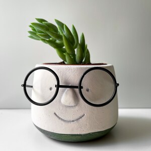 Small Face Pot With Eye Glasses ~ Head Planter ~ Nerd ~ Head Pot ...