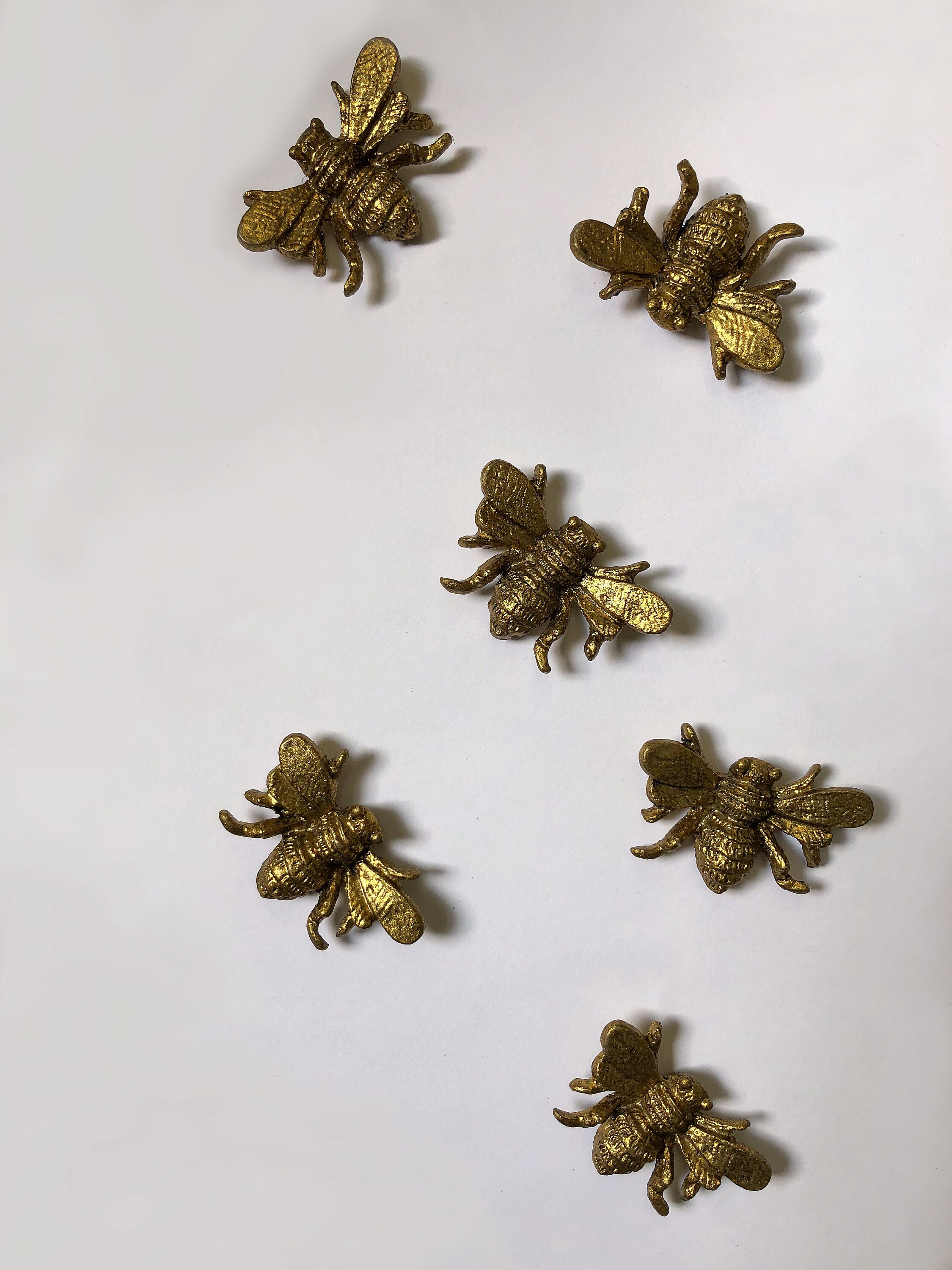 Set of Six Gilt Bee Magnets, Honeybee Magnets, Fancy Magnets, Office ...