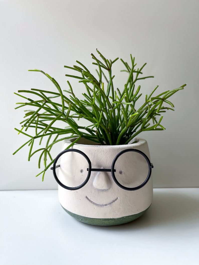 Small Face Pot With Eye Glasses ~ Head Planter ~ Nerd ~ Head Pot ...