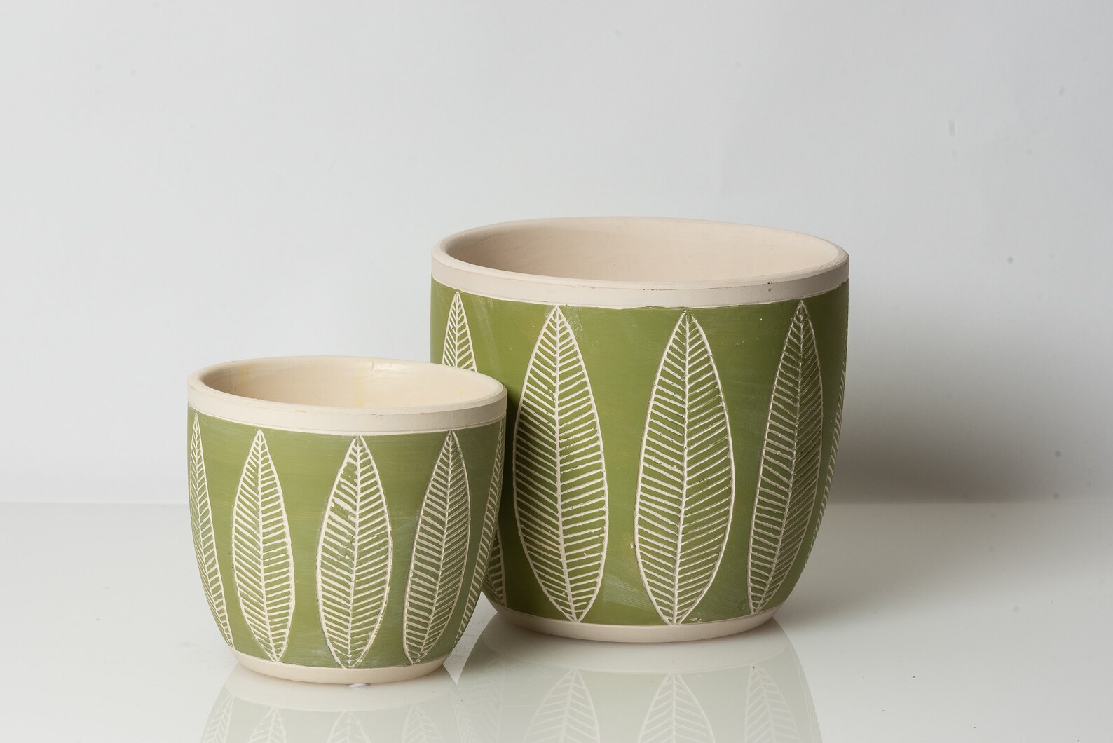 Large Green Leaf Pot 6 Inch Planter 6 Inch Pot Etched Leaf | Etsy