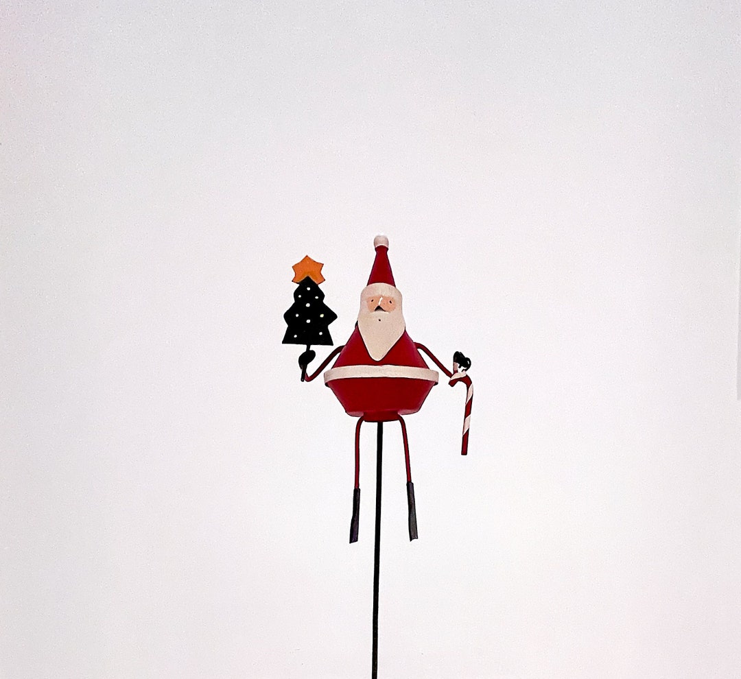 Santa Holiday Pick With Christmas Tree ~ Swinging Feet and Candy Cane ...
