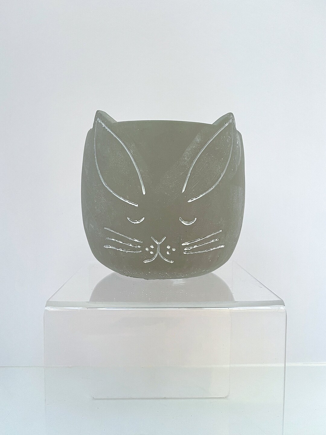 Rabbit Plant Pot, 4 Inch Painted Cement Planter, Bunny Planter, Rabbit ...