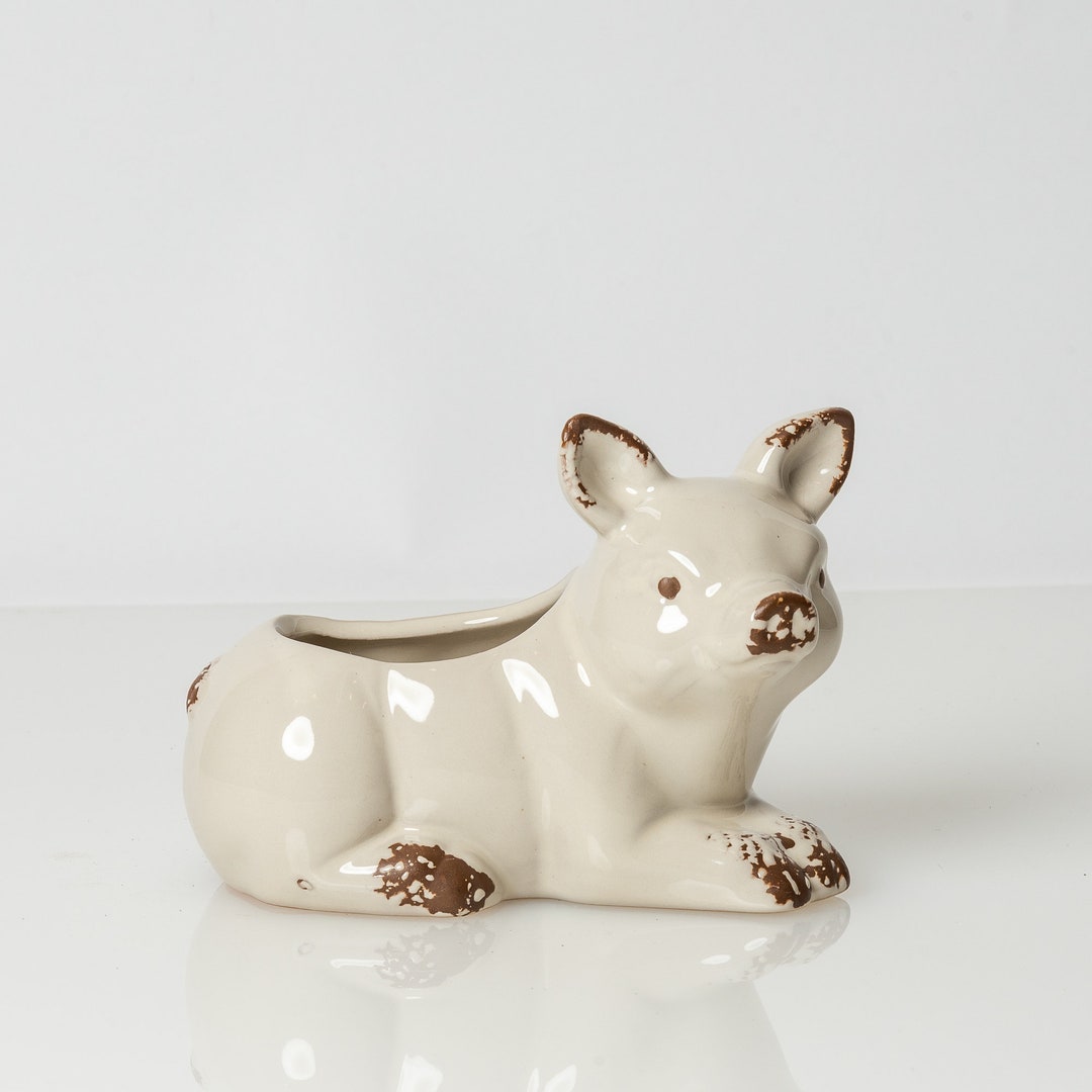 Cream Colored Pig Pot, Pig Planter, Small Pot, Small Planter, Country ...