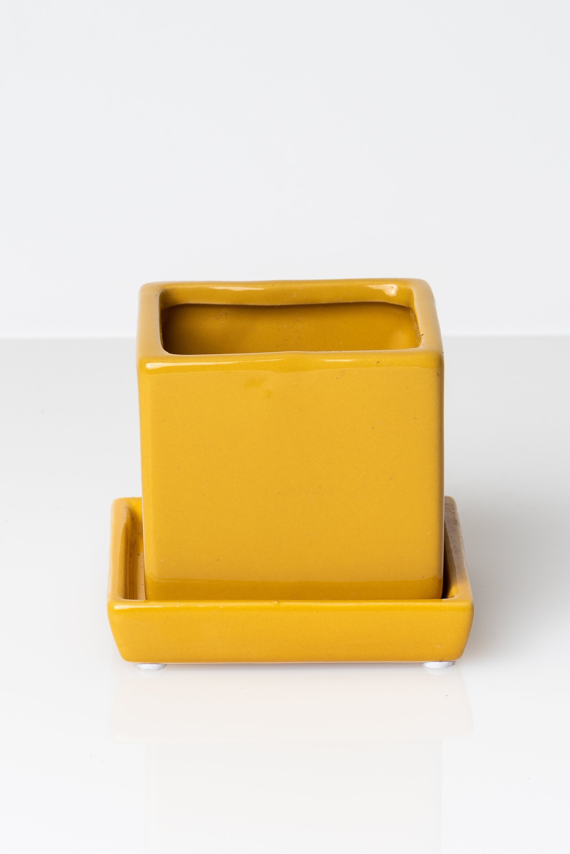 Yellow Colorful Cube Ceramic Planter With Saucer Cube - Etsy