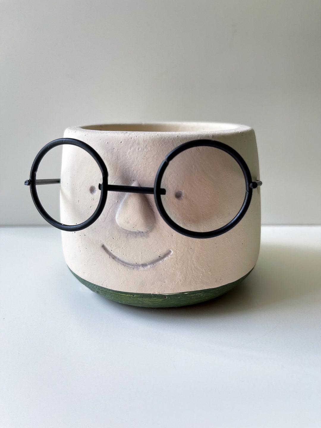 Small Face Pot With Eye Glasses ~ Head Planter ~ Nerd ~ Head Pot ...