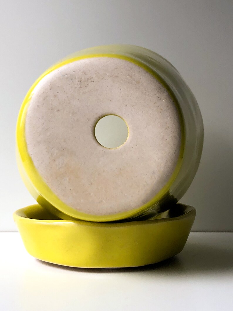Small Citron Planter, Small Citron Pot, Ceramic Pot With Saucer, Small ...