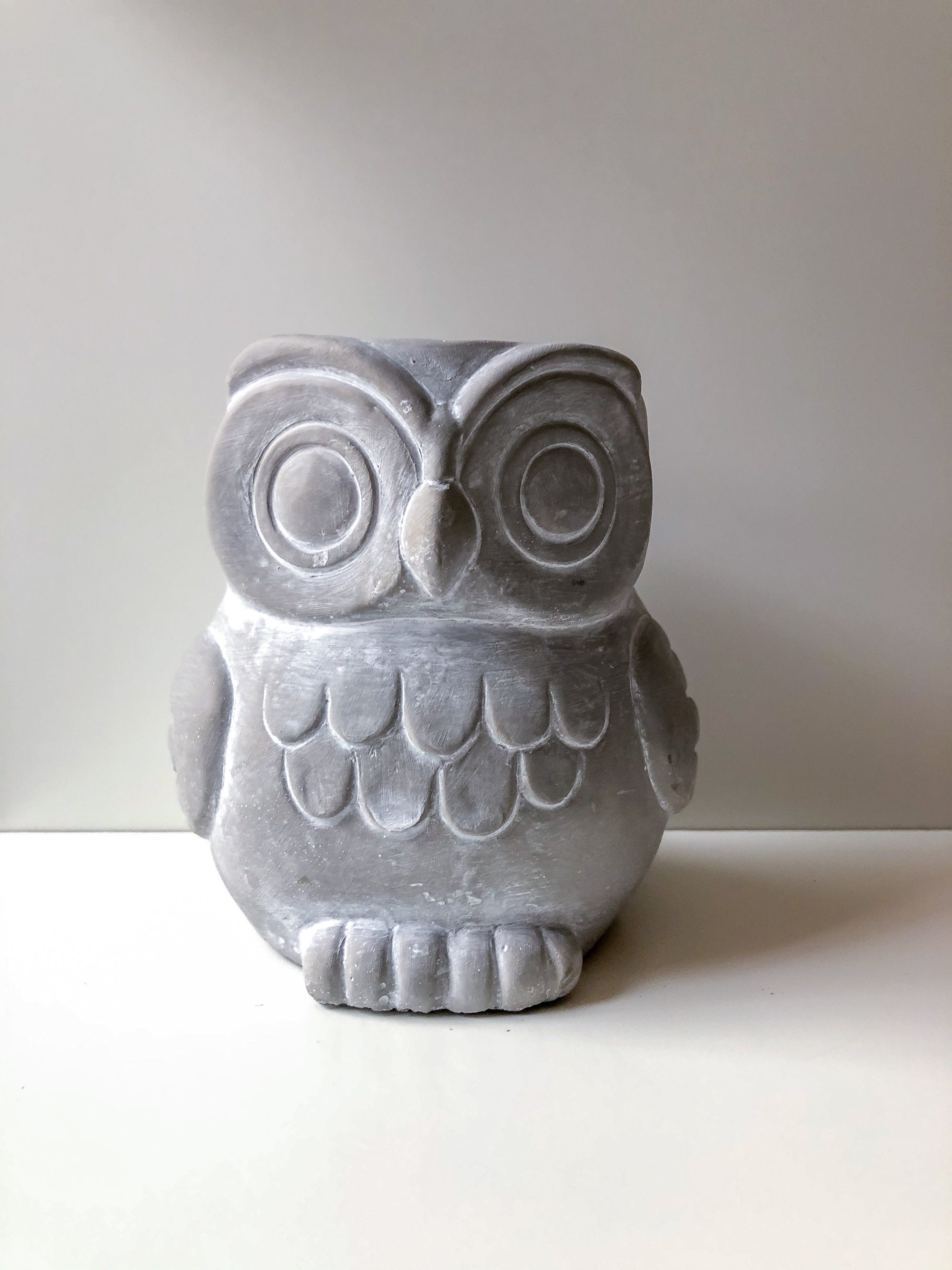 Owl Pot, Owl Planter, Cement Owl, Cement Pot, Bird Pot, Bird Planter ...