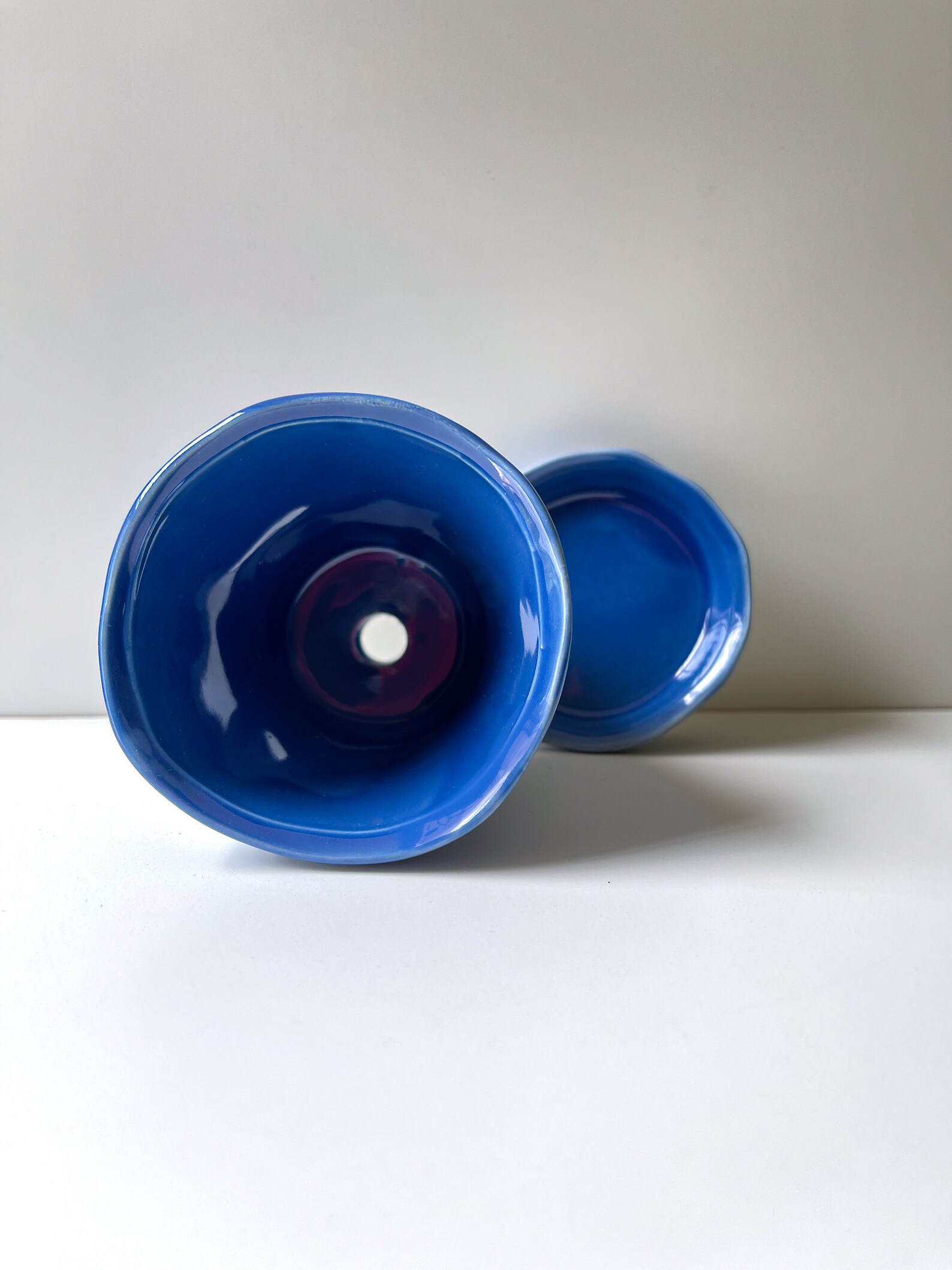 Small Cobalt Blue Ceramic Planter With Saucer a Fun Mini Pot | Etsy