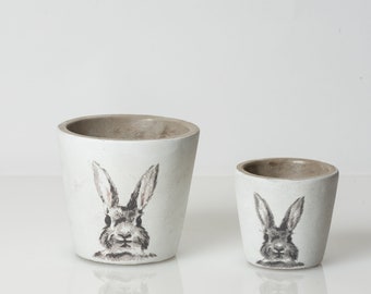 Cement Rabbit Planter - Etsy