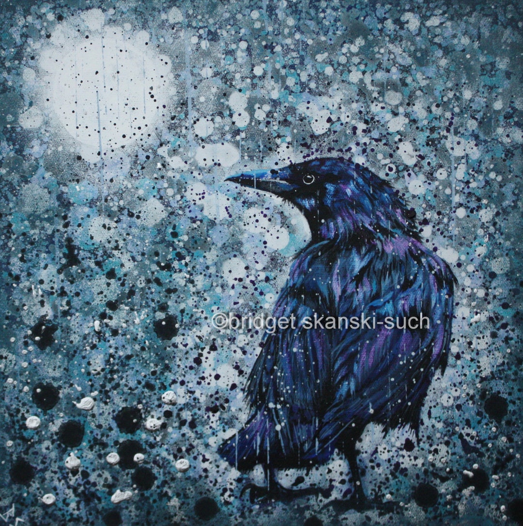 The Rain Raven/raven/corvid/ Limited Edition Print/rain/moon/bird ...