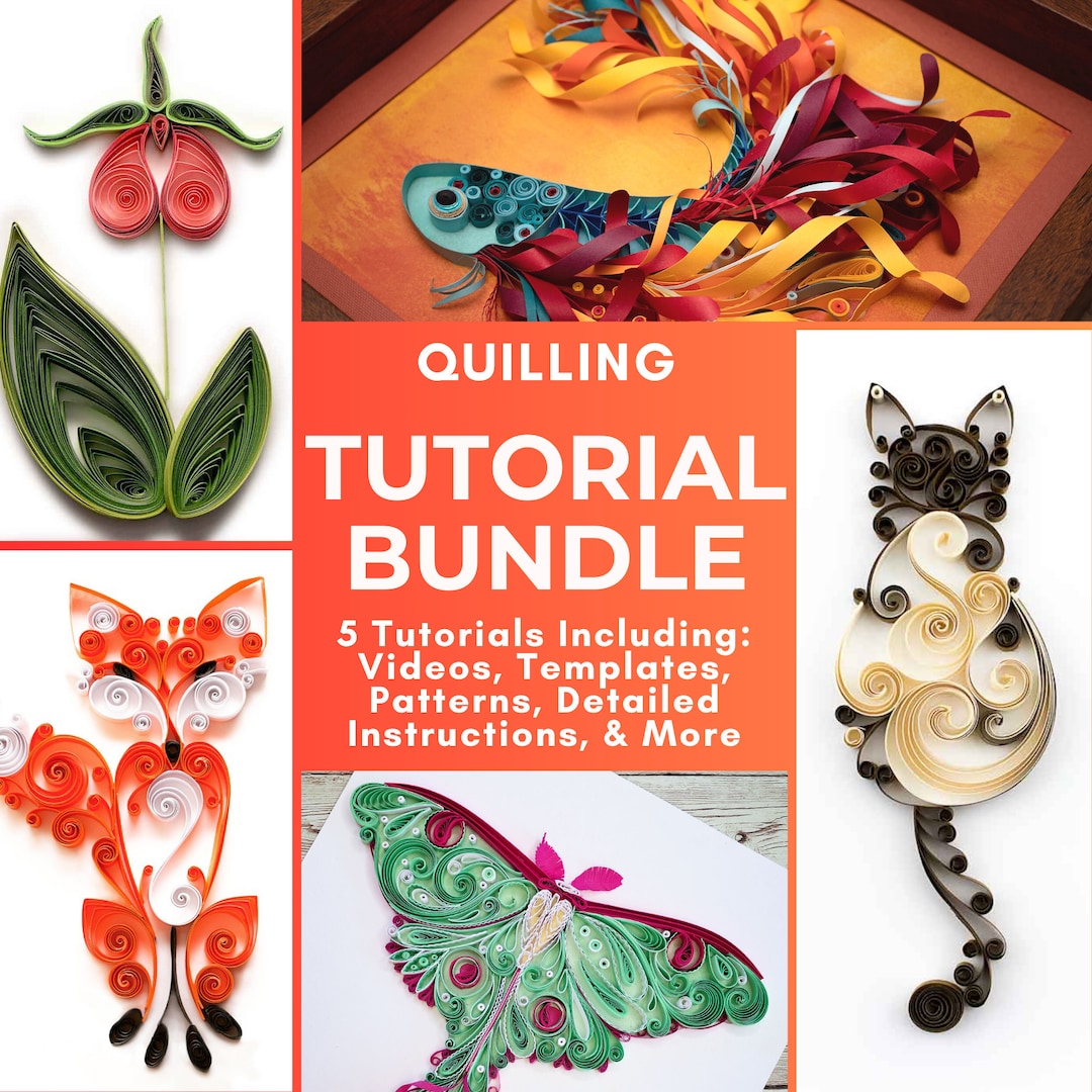 Quilling Tutorial Bundle | Templates, Patterns | Quilled Cat, Luna Moth ...