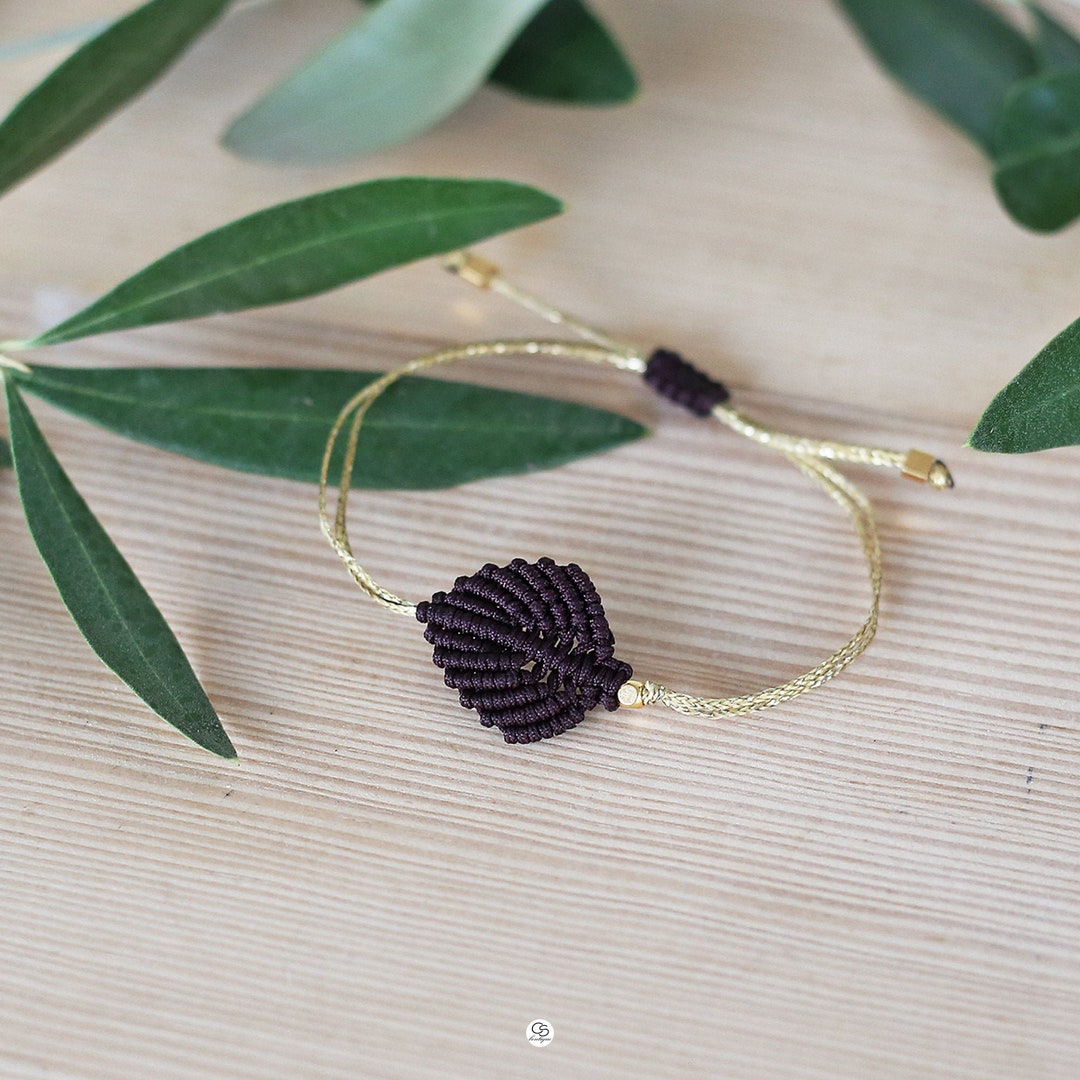 Macrame Leaf Bracelet, Autumn Jewelry, Macrame Bracelet, Dark Brown ...