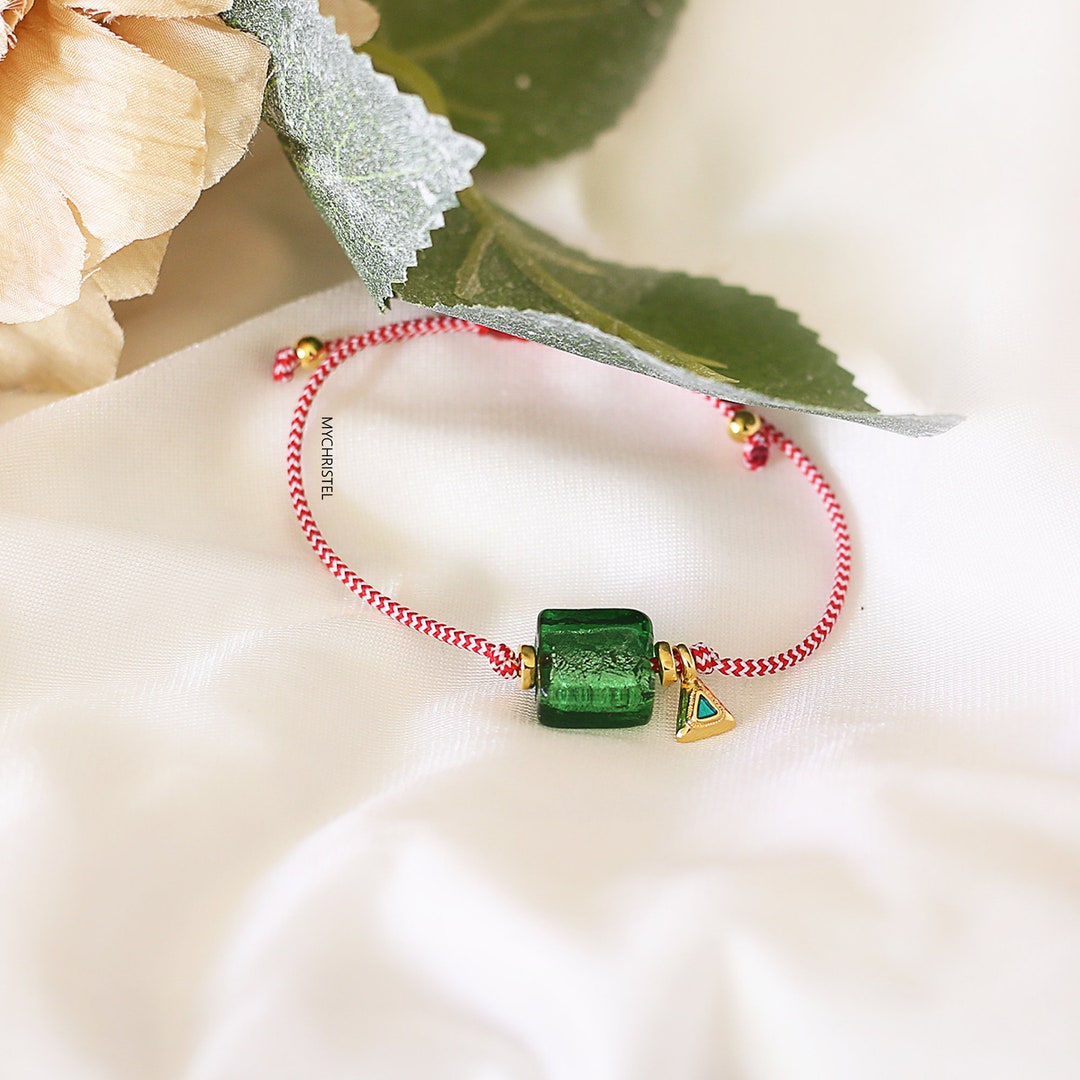 Greek Martakia, Martis Bracelet, Green Murano Bead Bracelet, Greek ...