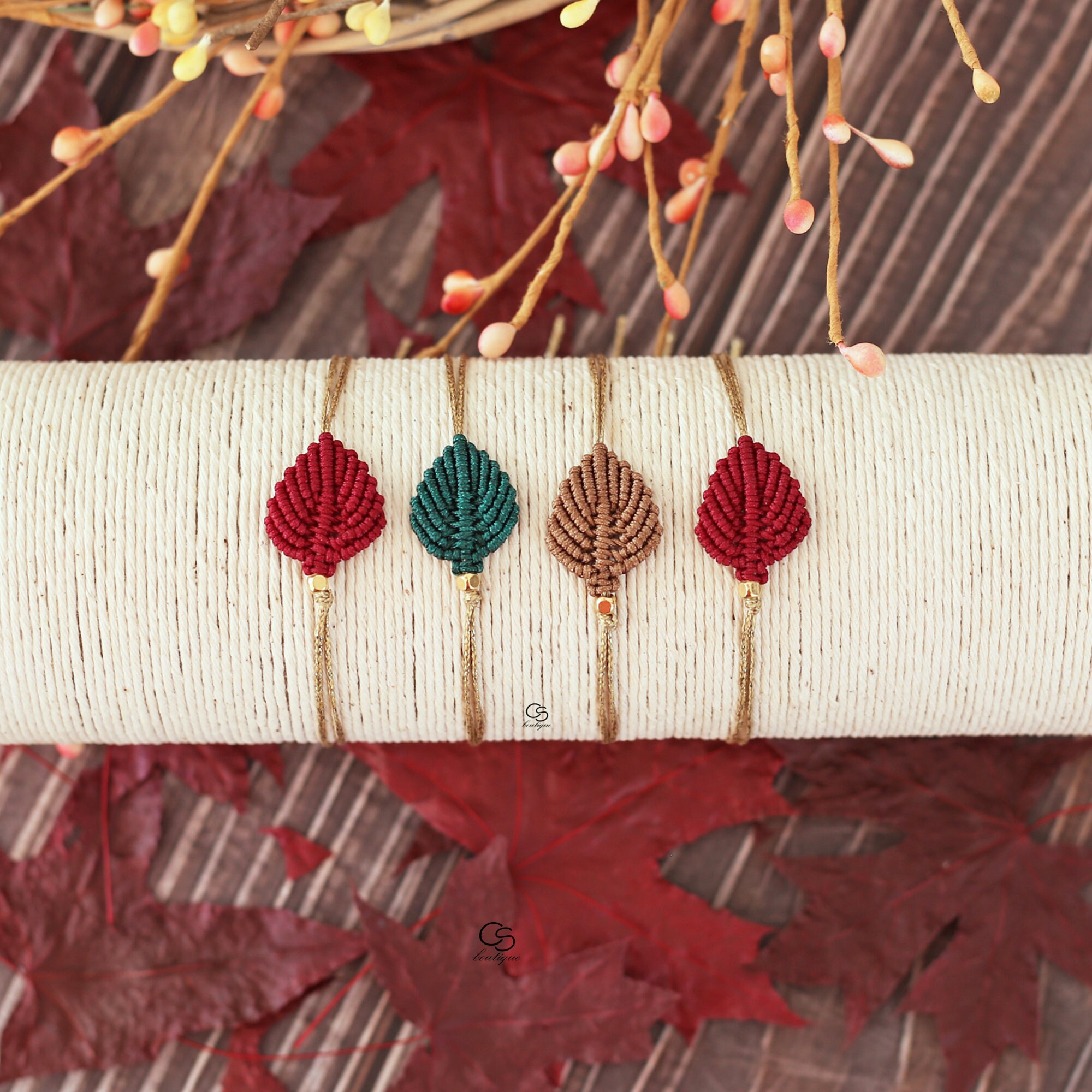 Autumn leaves macrame leaf bracelet greek jewelry autumn | Etsy