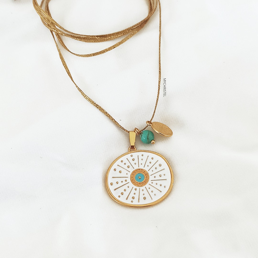 Evil Eye Necklace, Greek Jewelry, Golden Evil Eye, Greek Evil Eye ...