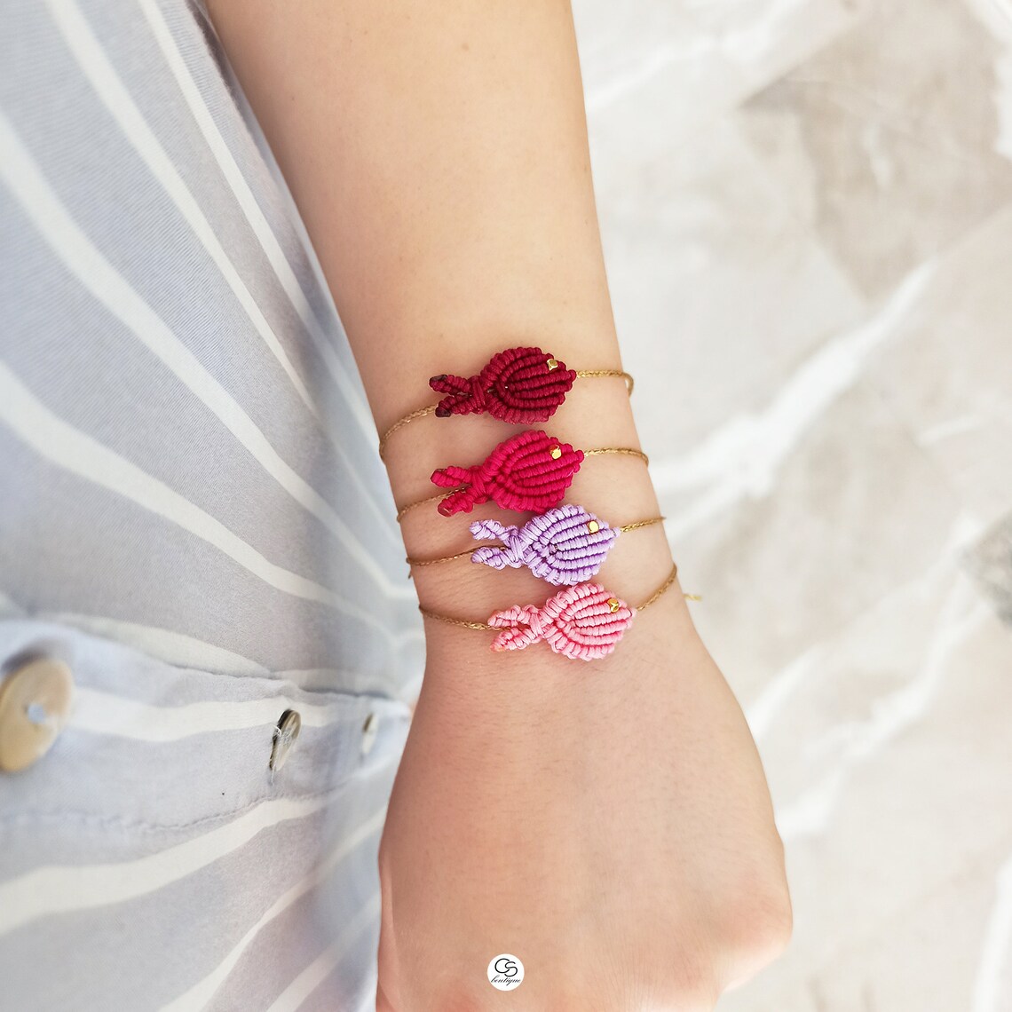 Macrame Fish Bracelet, Greek Jewelry, Pink Fish, Summer Jewelry, Fish ...