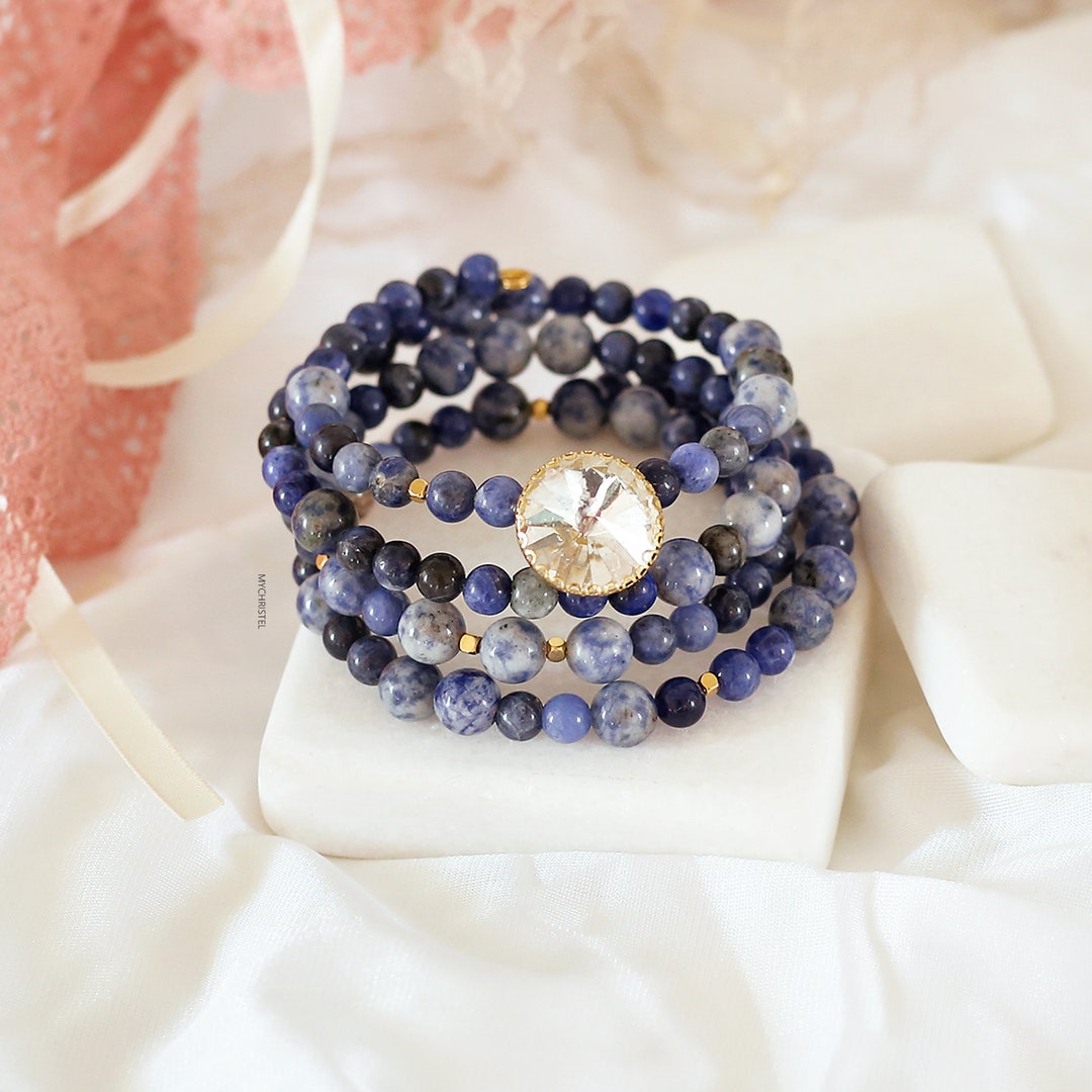 Wire Bracelet, Semi Precious Stone Bracelet, Sodalite Bracelet, With ...