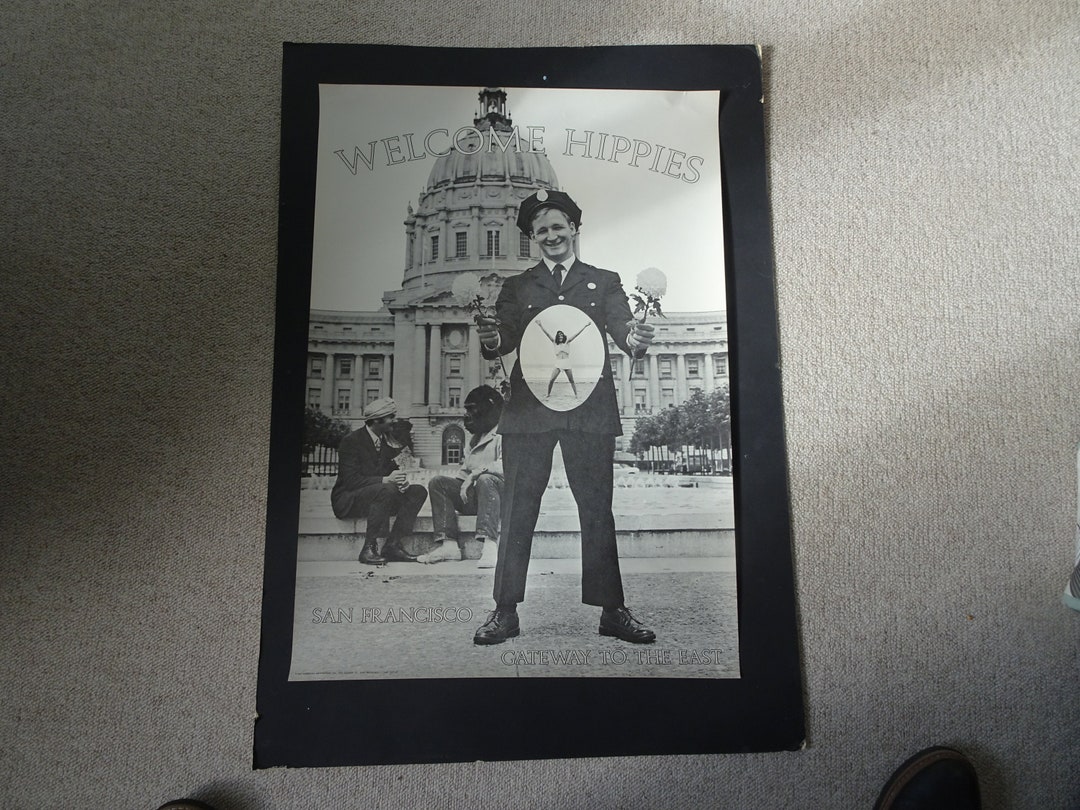 Welcome Hippies. Classic 1960s Counter Culture Poster. Original Poster ...