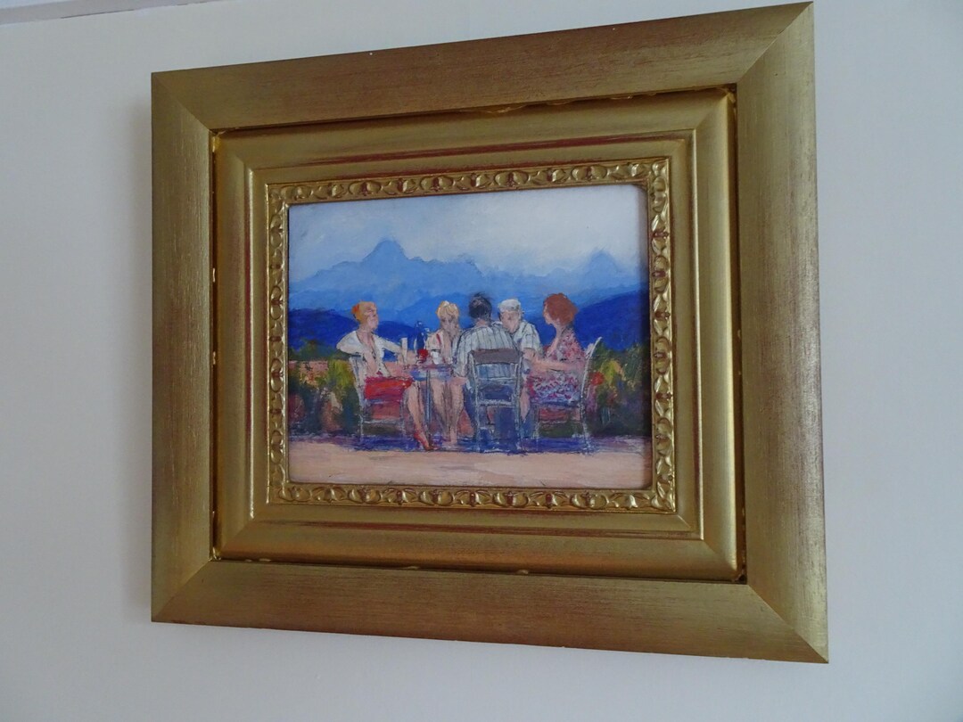 Original Oil Painting. Geoffrey John Roper (b 1942). 'tuscan Supper ...