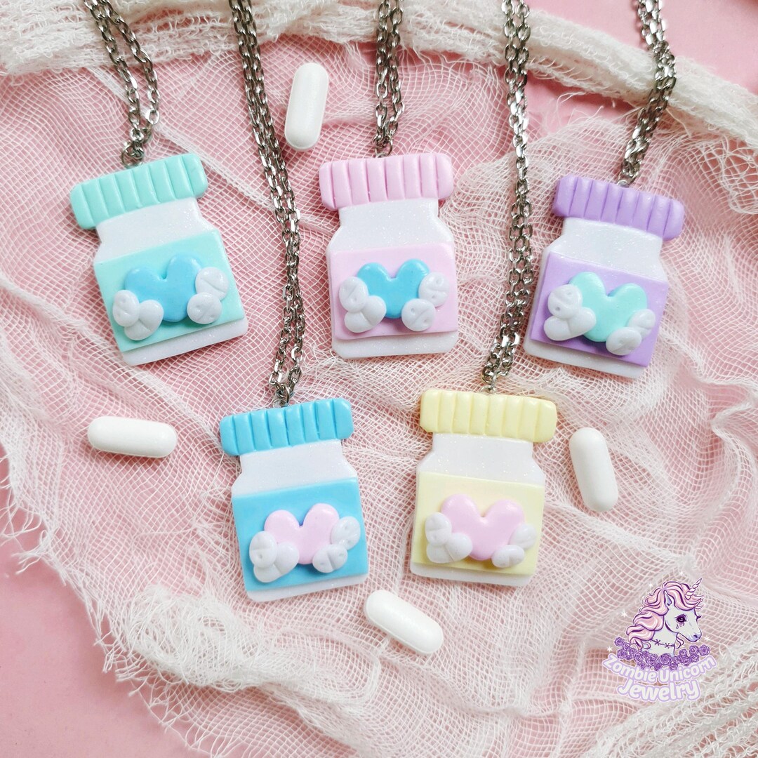 Feel Better Soon Jar of Pills Necklace Menhera - Etsy