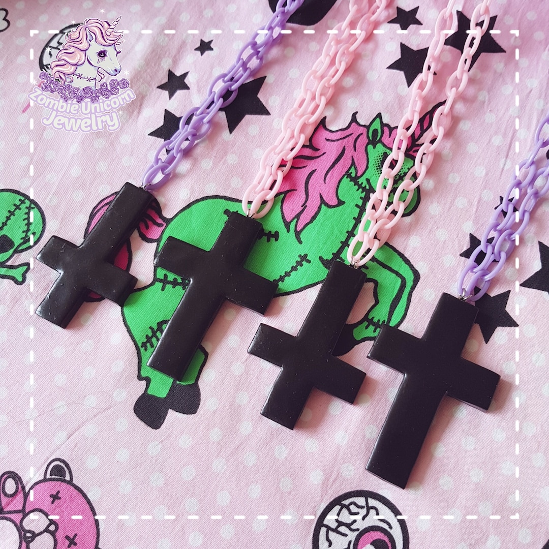 Black Cross / Pastel Goth / Necklace - Etsy