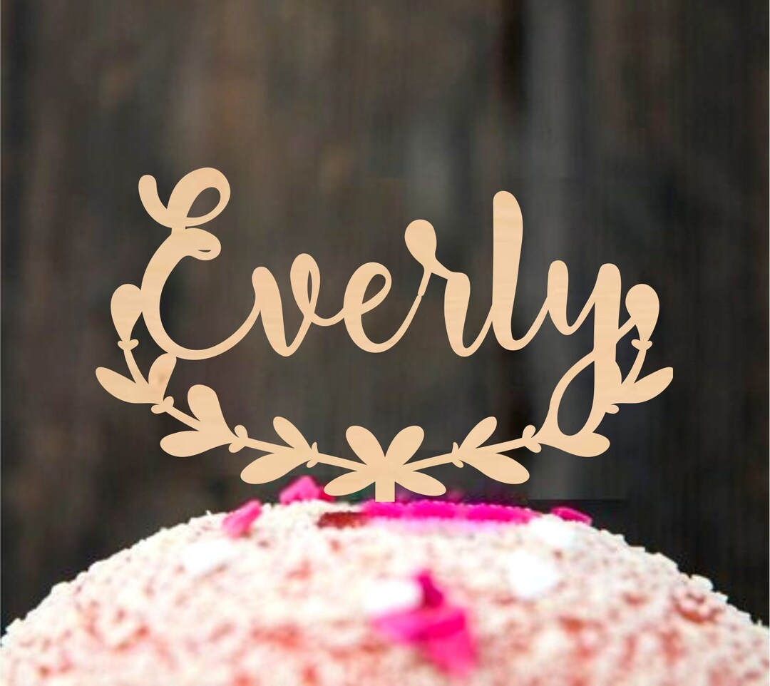 Name Cake Topper Birthday Wreath Cake Topper Custom Name Cake Topper ...