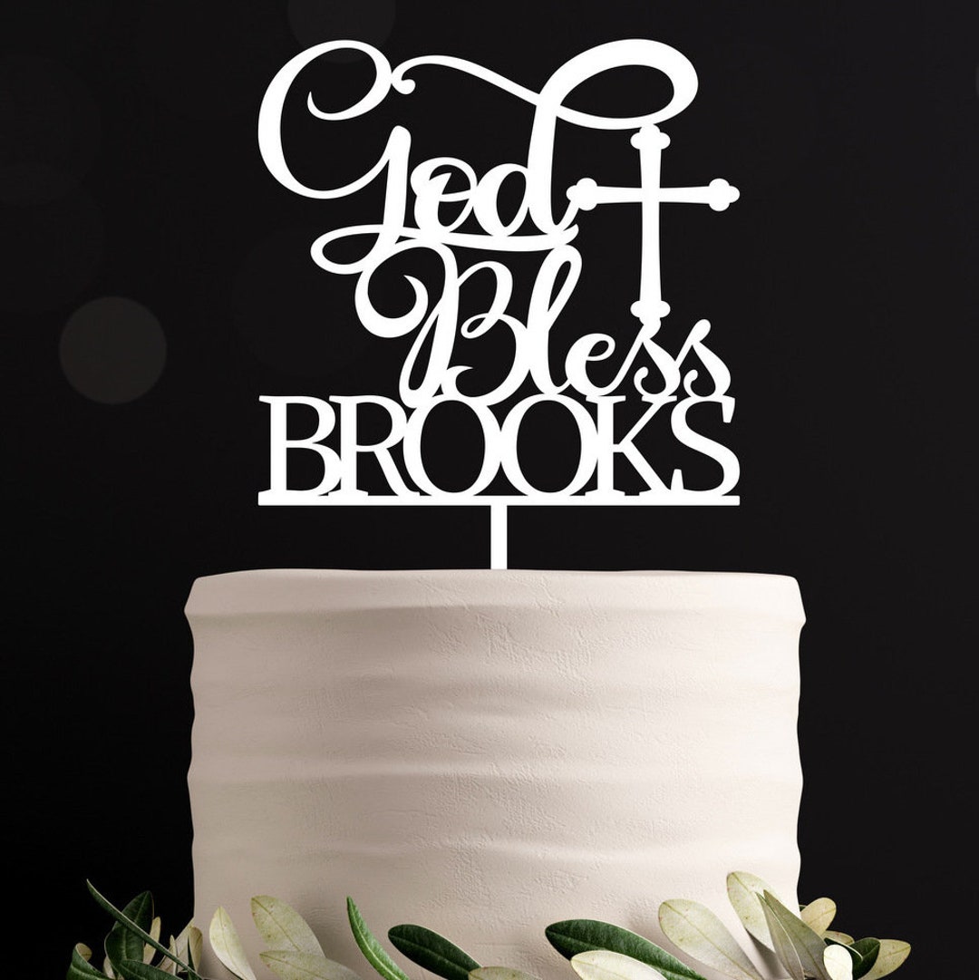 Topper de bolo de batismo, Topper de bolo Deus abençoe, Topper de bolo ...