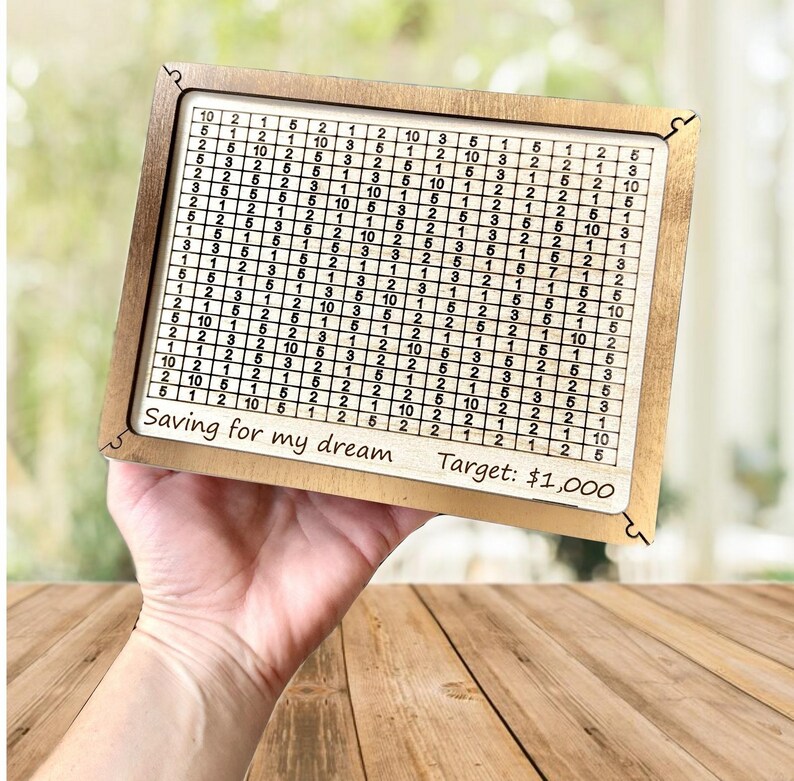 Personalized Wooden Savings Tracker Box – Custom Piggy Bank Goals Box ...