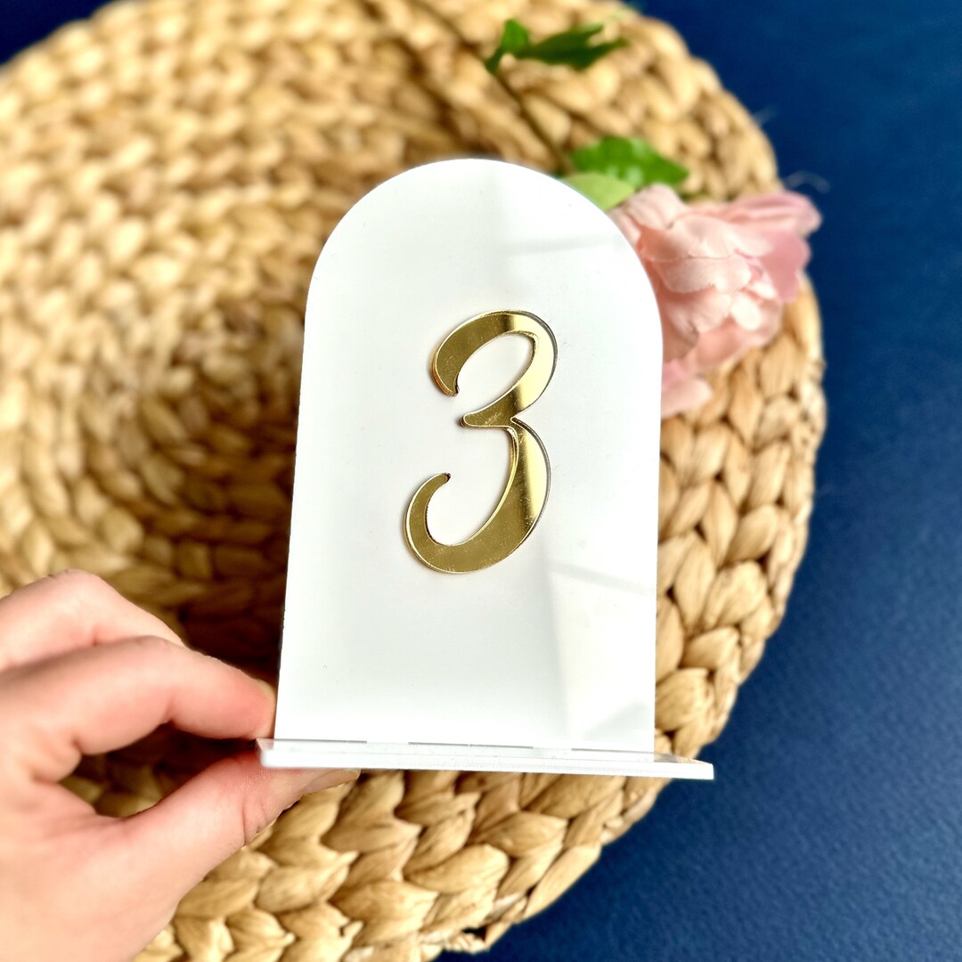 Table Number Arch Acrylic, White Arched Shape Table Numbers and Signage ...