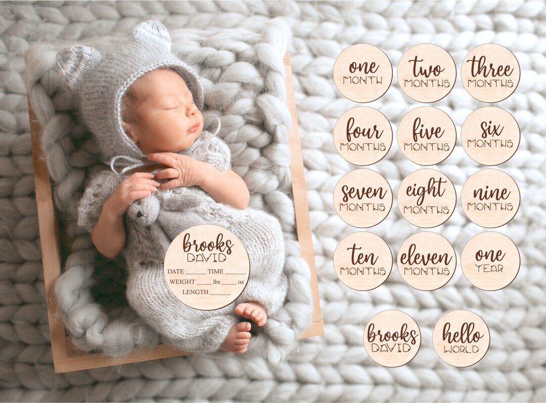 Baby Gift, Baby Milestone Cards, Hello My Name Is, Milestone Discs ...