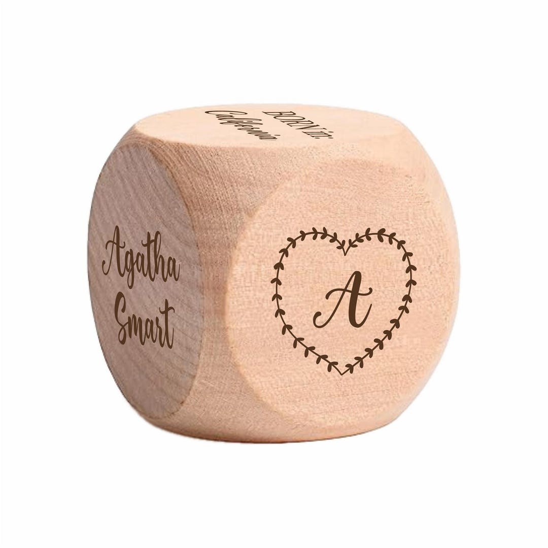Custom Engraved Baby Block | Minimalist Wooden Birth Cube | Natural ...