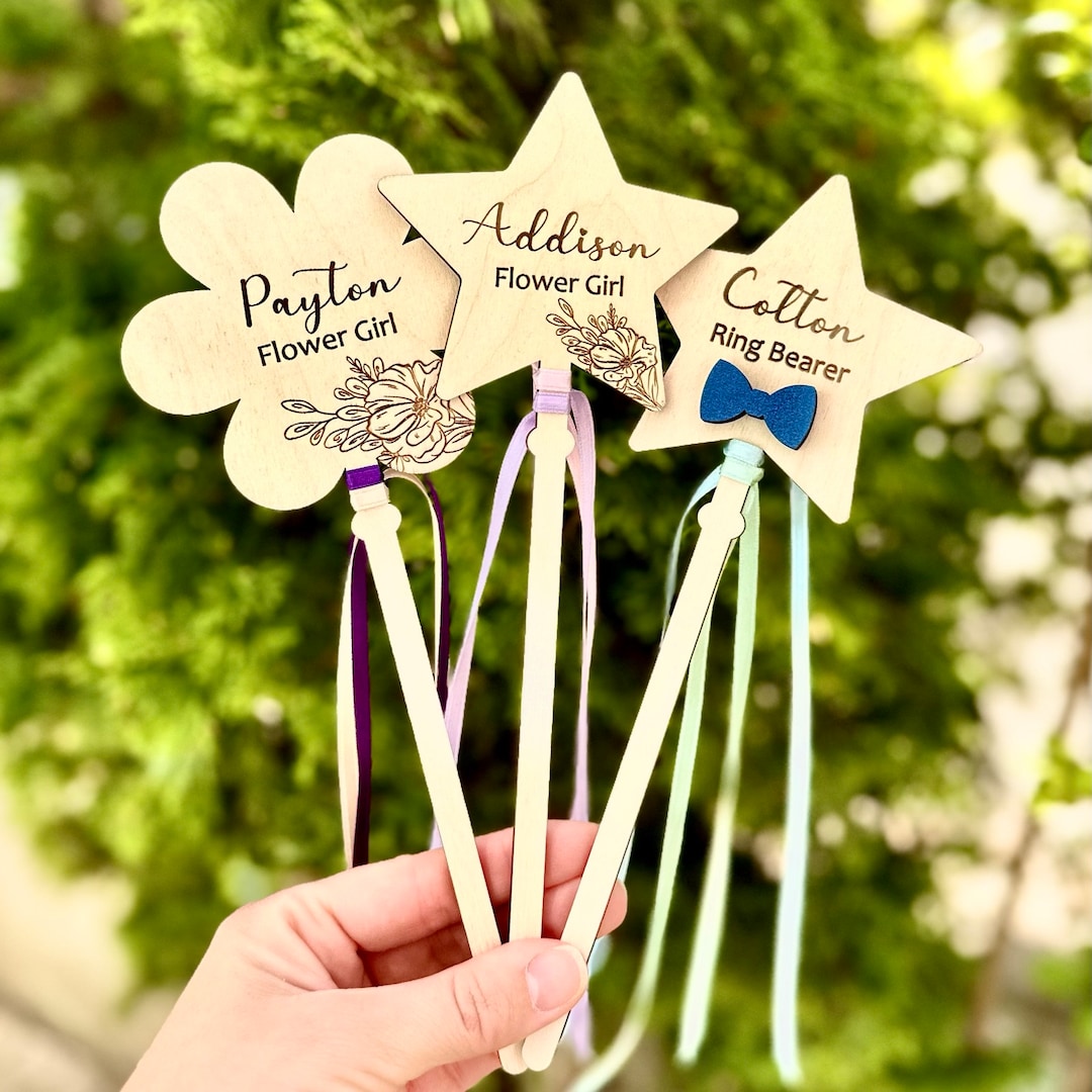 Personalized Wooden Wedding Wand: Flower Girl, Ring Bearer, Page Boy - Etsy