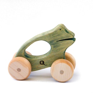 Wooden Push Frog - Etsy