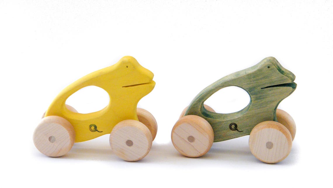 Wooden Push Frog - Etsy