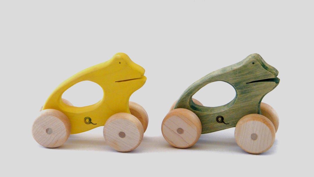 Wooden Push Frog - Etsy