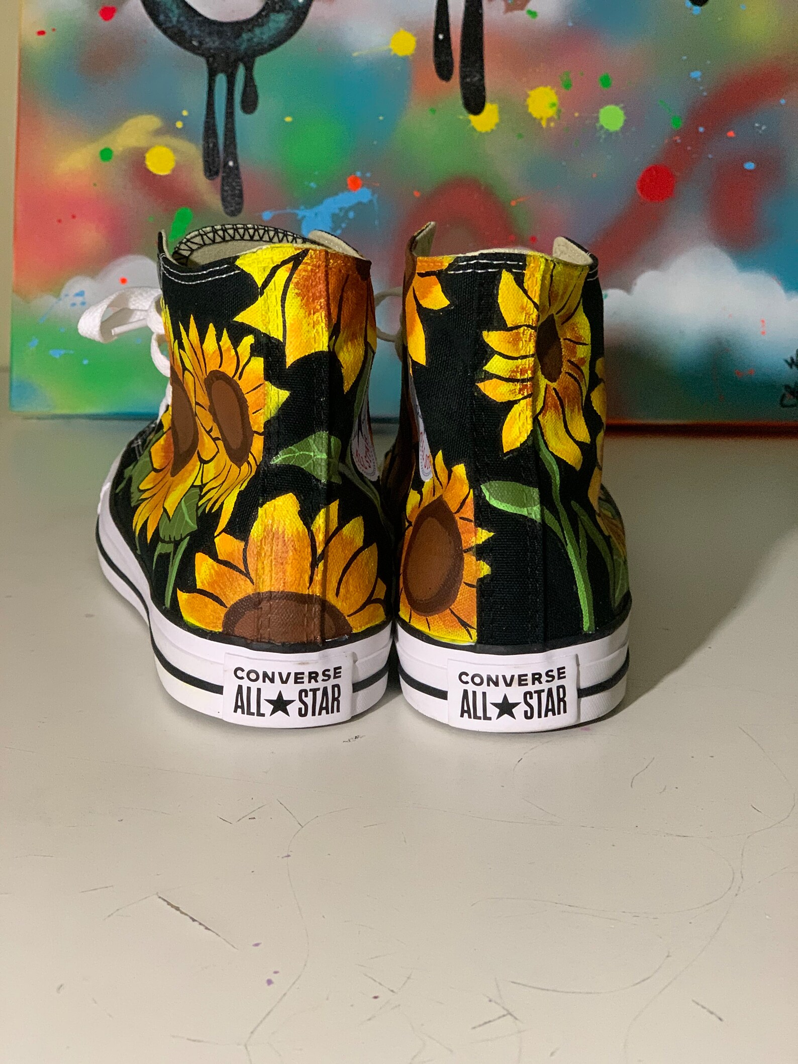 Sunflower Converse Allstars Chuck Taylors Custom Hand Painted - Etsy