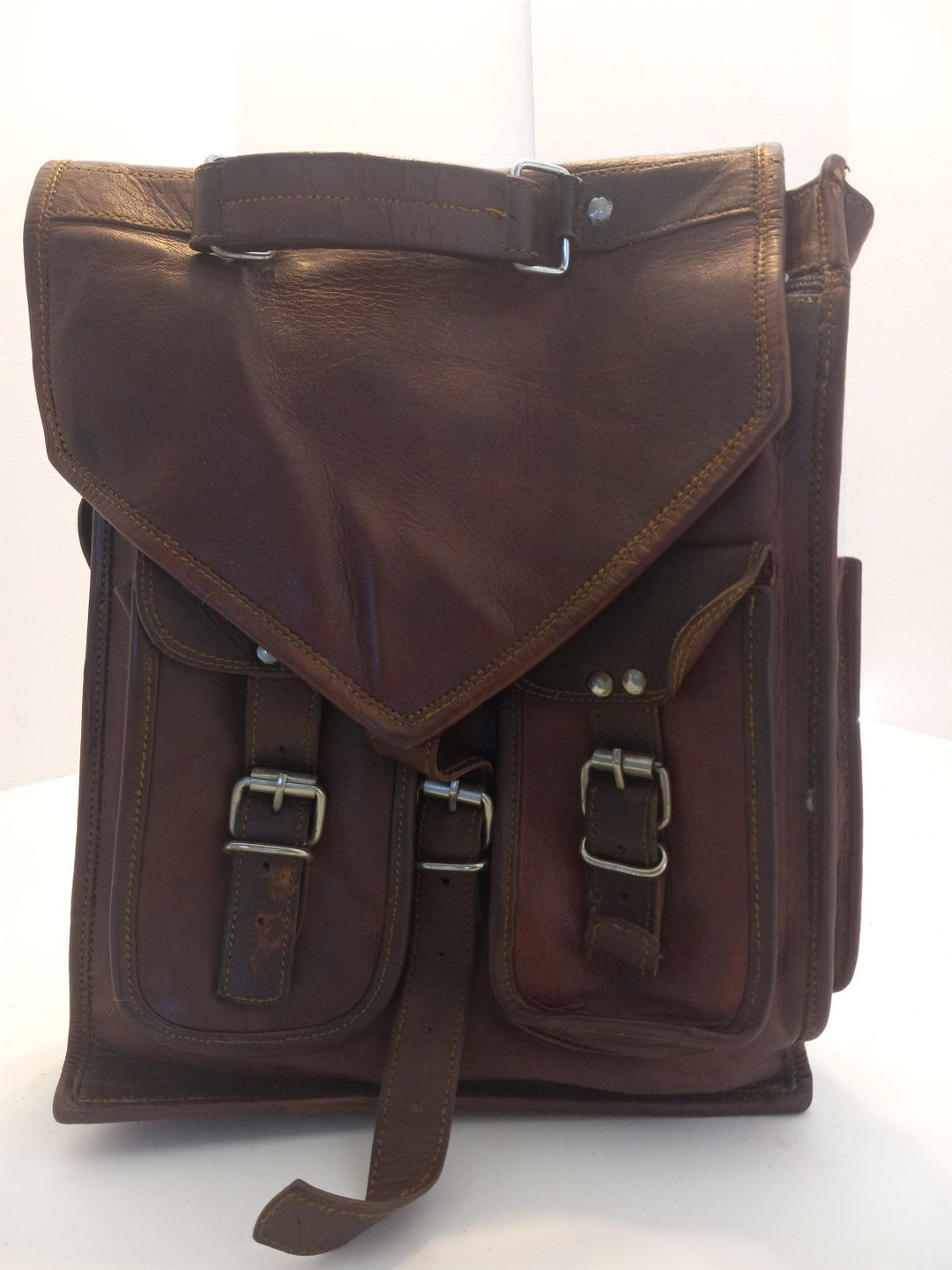 Vintage Leather Bacpack - Etsy