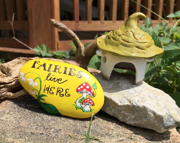 Fairy House Painted Rock Garden Decor / Fairy Garden Lover | Etsy