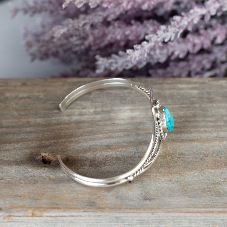 Native American Made Sterling Silver Blue Turquoise Split Shank Cuff ...
