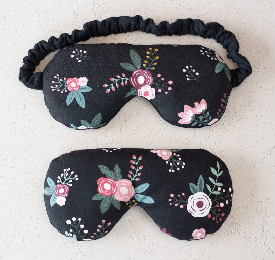 Black Weighted Flax Seed Eye Mask or Eye Pillow With Lavender Essential ...